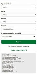 Valor venal coche: calculadora gratis Tablas Hacienda 2026
